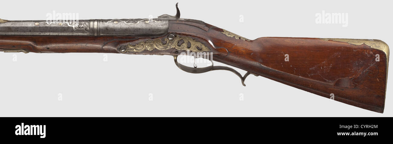 A percussion rifle with an Ottoman barrel,Hanover,circa 1780. Heavy ...