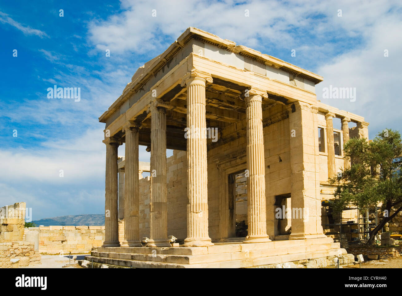 Colonnade of an ancient temple, The Erechtheum, Acropolis, Athens ...