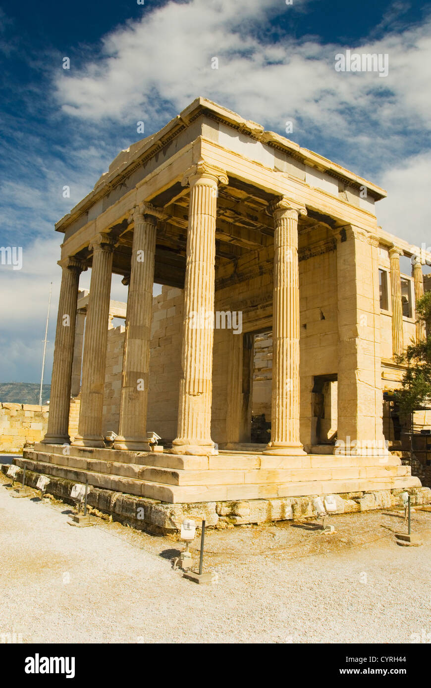 Colonnade of an ancient temple, The Erechtheum, Acropolis, Athens ...