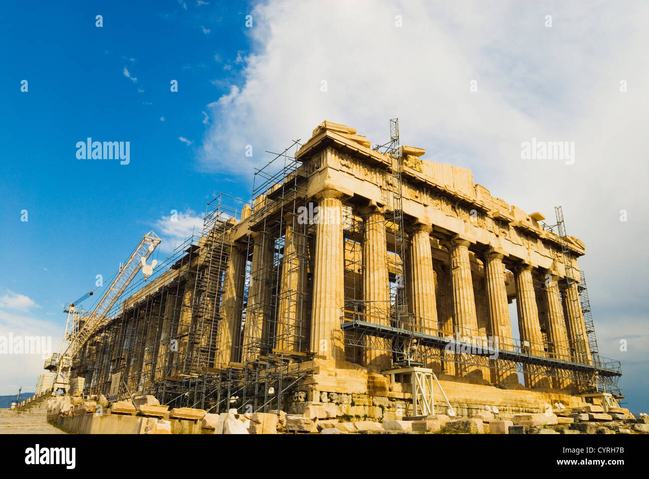 Ancient temple under renovation, Parthenon, Acropolis, Athens, Greece ...