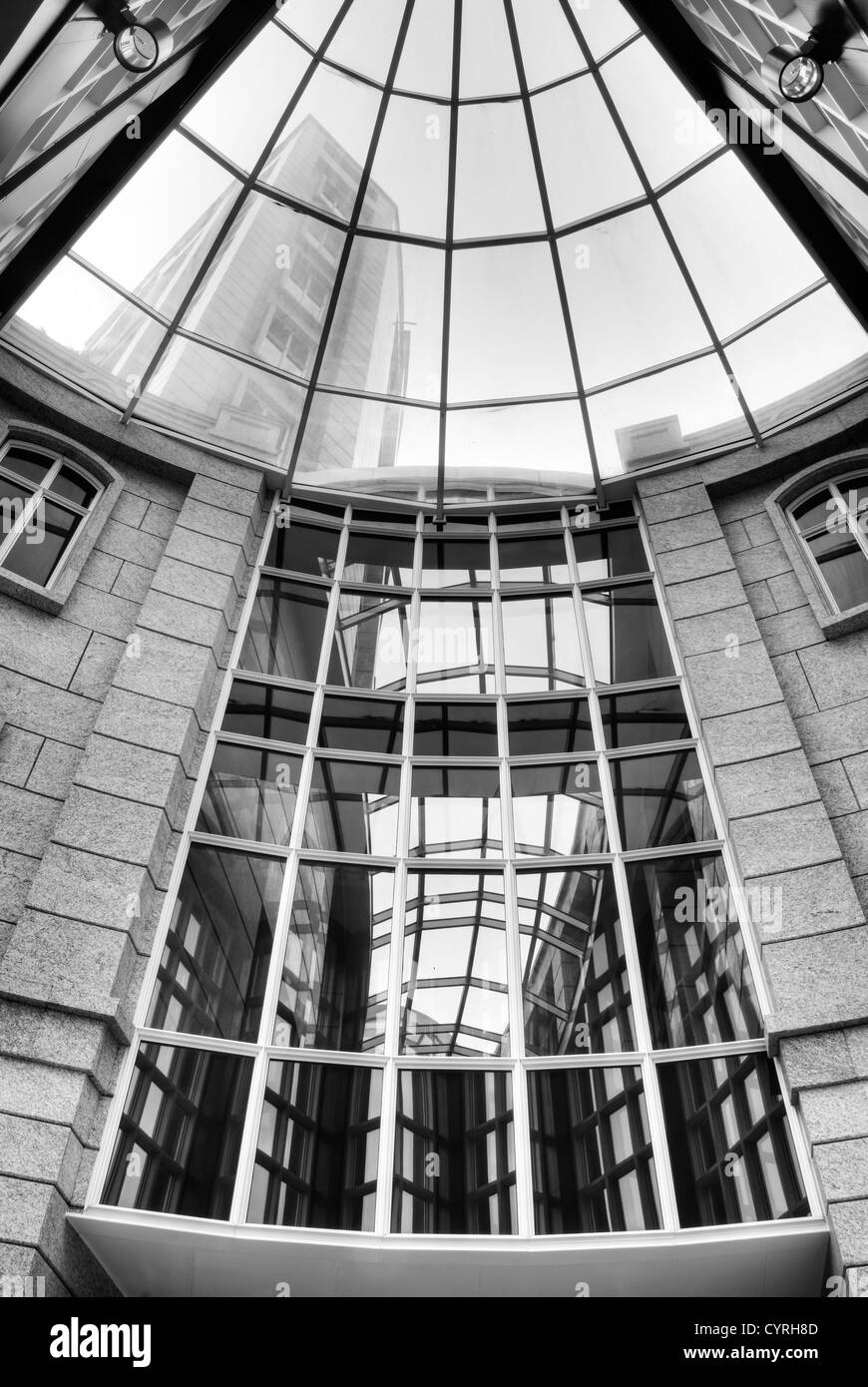Beautiful building with abstract structure and glass windows Stock ...
