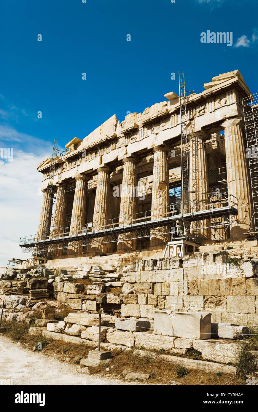 Ancient temple under renovation, Parthenon, Acropolis, Athens, Greece ...