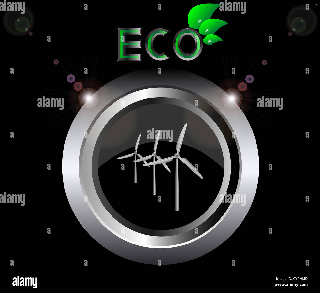 eco ecology logo green leaf wind generator turbine vector illustration ...