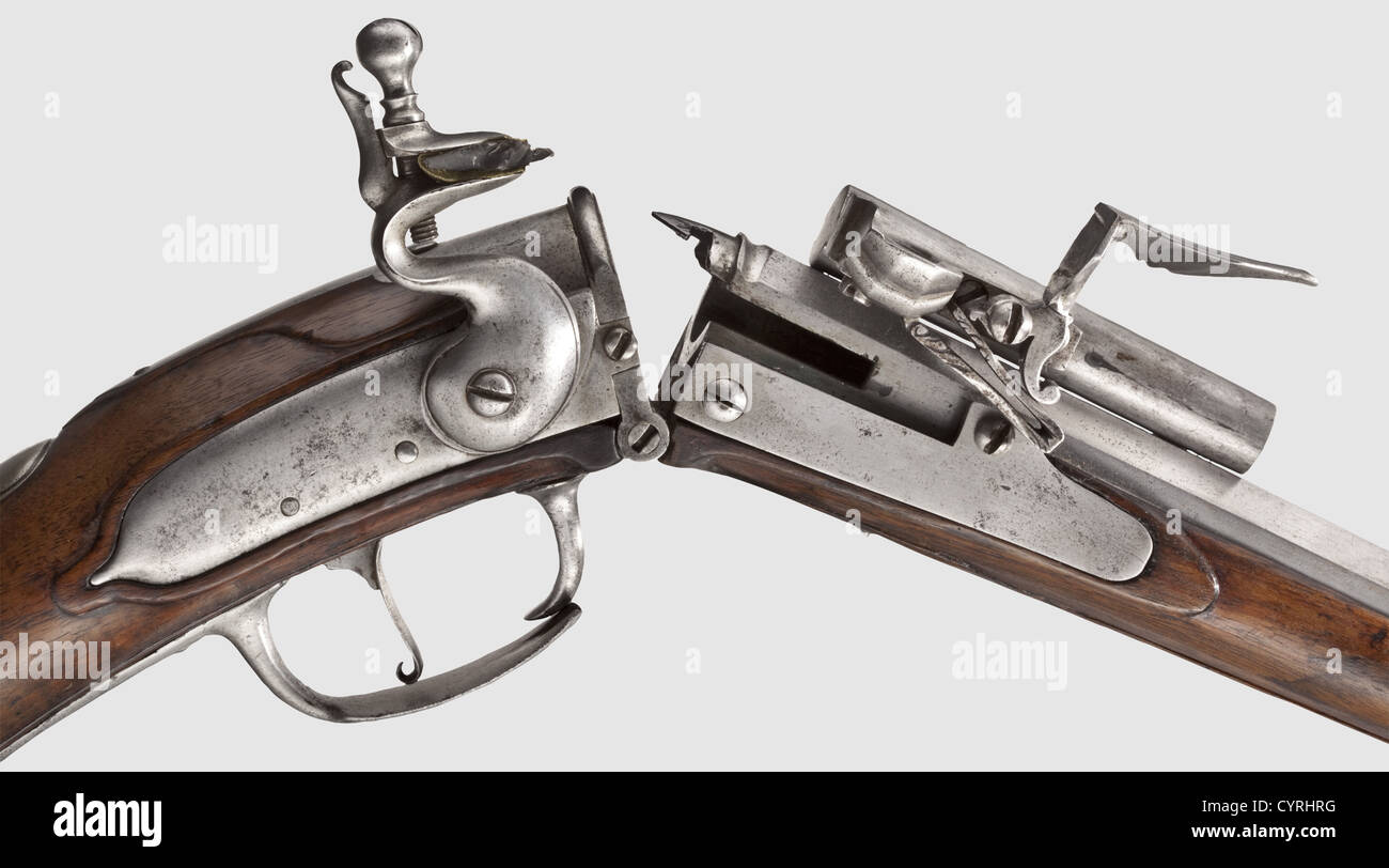 A breech-loading flintlock musket,German,circa 1680.Three-stage barrel ...