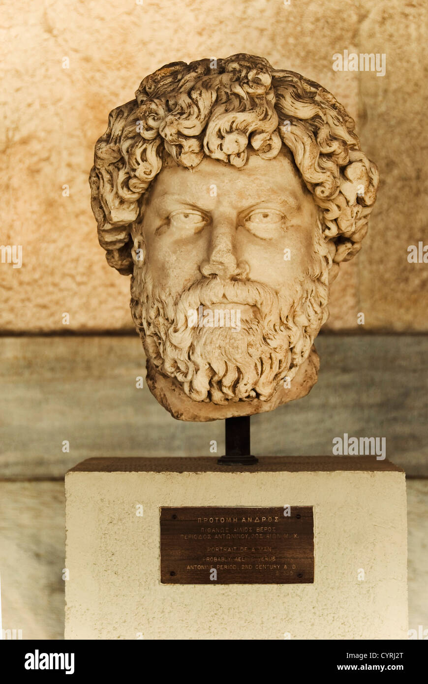 Bust in a museum, Stoa of Attalos, The Ancient Agora, Athens, Greece ...