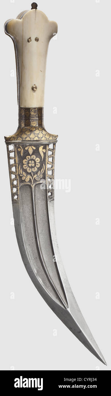 Circa 1800 double edged wootz damascus blade with a midrib hi-res stock ...