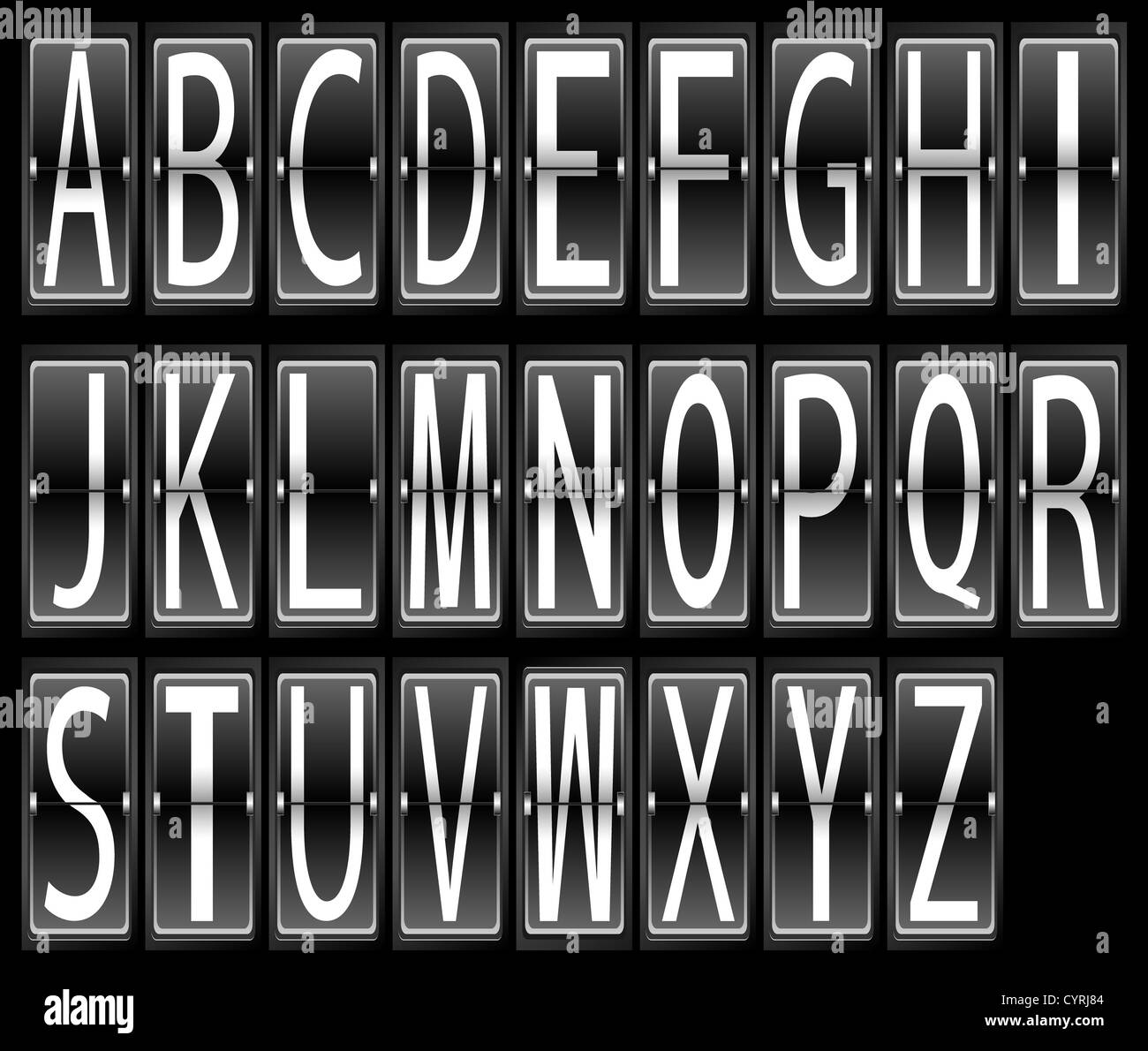 letters alphabet on Airport Terminal timetable Display Font Set vector ...