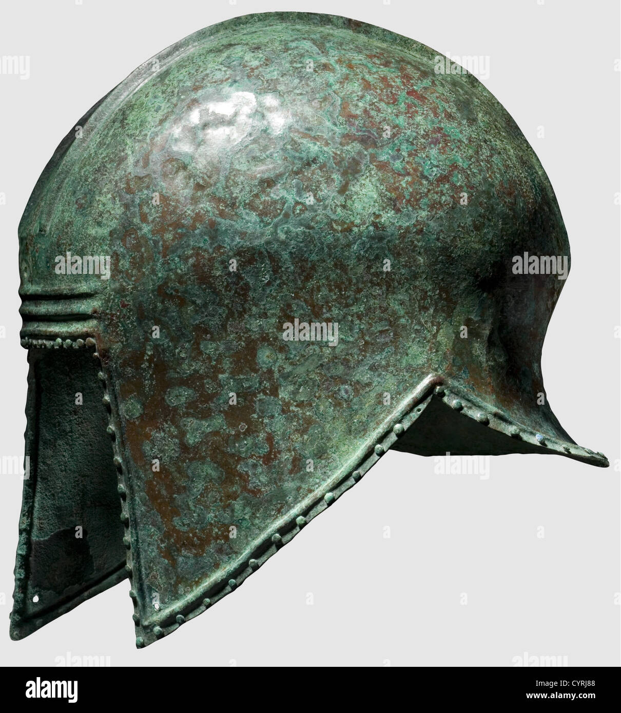 An Illyrian type helmet,6th century B.C.Bronze with fine,brownish ...