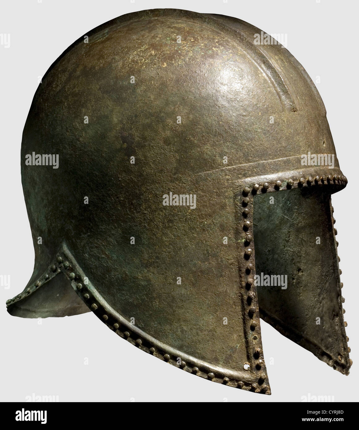 An Illyrian type helmet,6th century B.C.Bronze with strong greenish ...