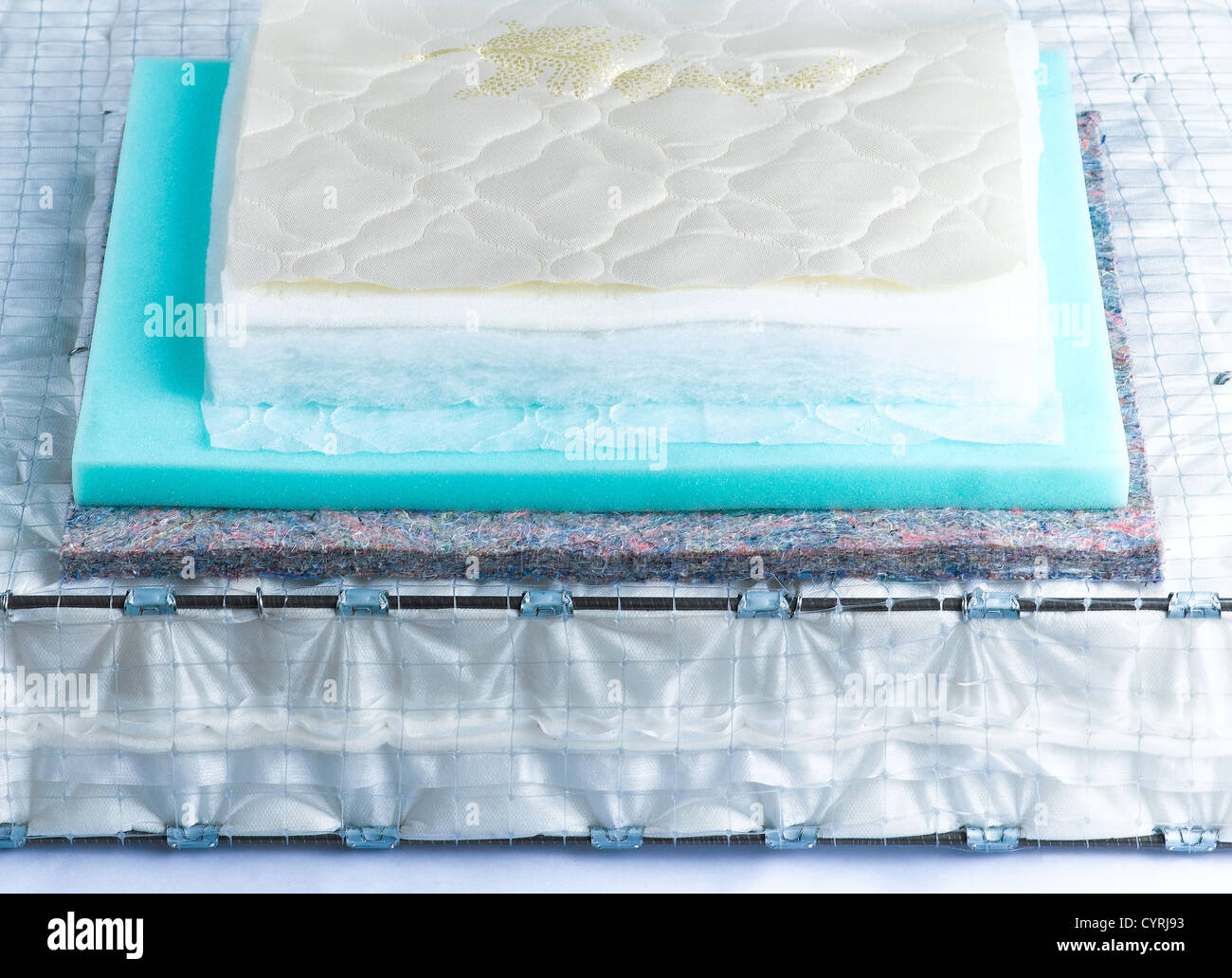 Layers of the material inside mattress for better support Stock Photo ...