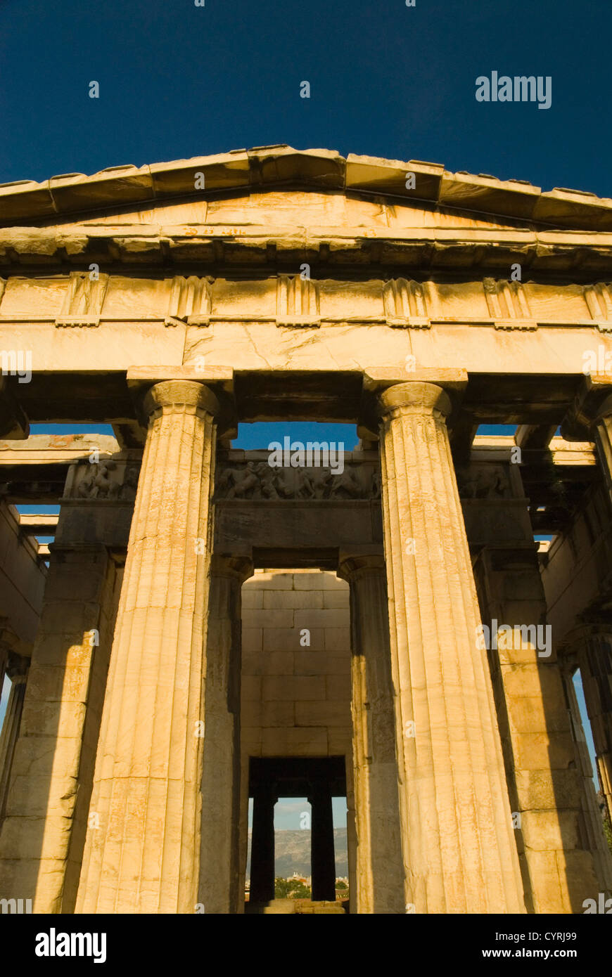 Colonnade of an ancient temple, Parthenon, Acropolis, Athens, Greece ...