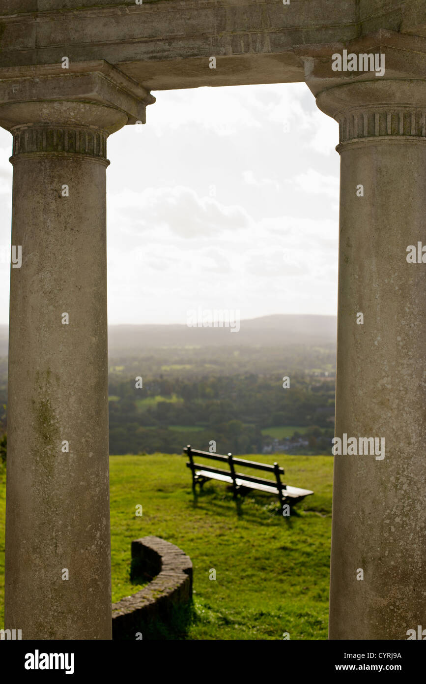 Stonework columns of the Inglis Memorial Folly Reigate Hill on the ...