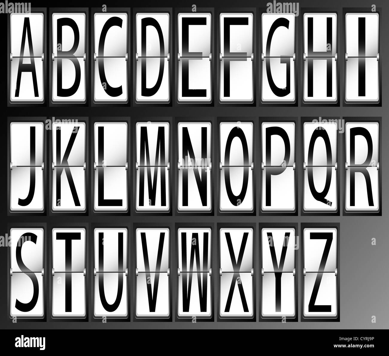 letters alphabet on Airport Terminal timetable Display Font Set vector ...