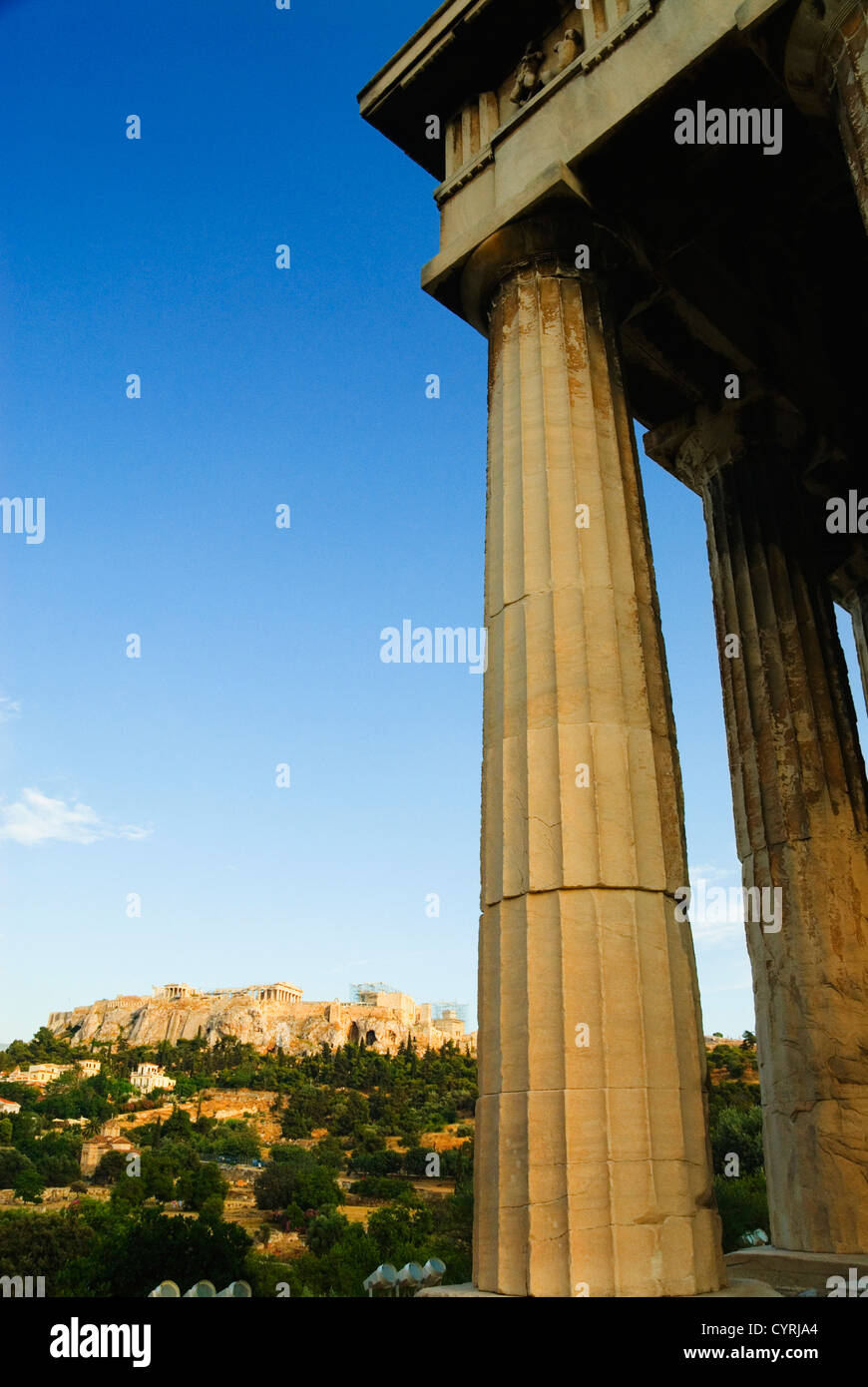 Colonnade of an ancient temple, Parthenon, Acropolis, Athens, Greece ...