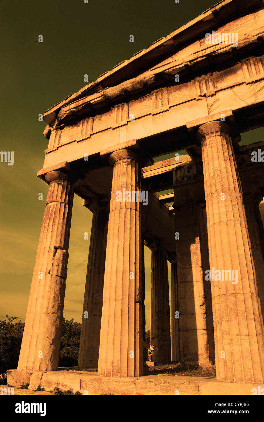 Colonnade of an ancient temple, Parthenon, Acropolis, Athens, Greece ...