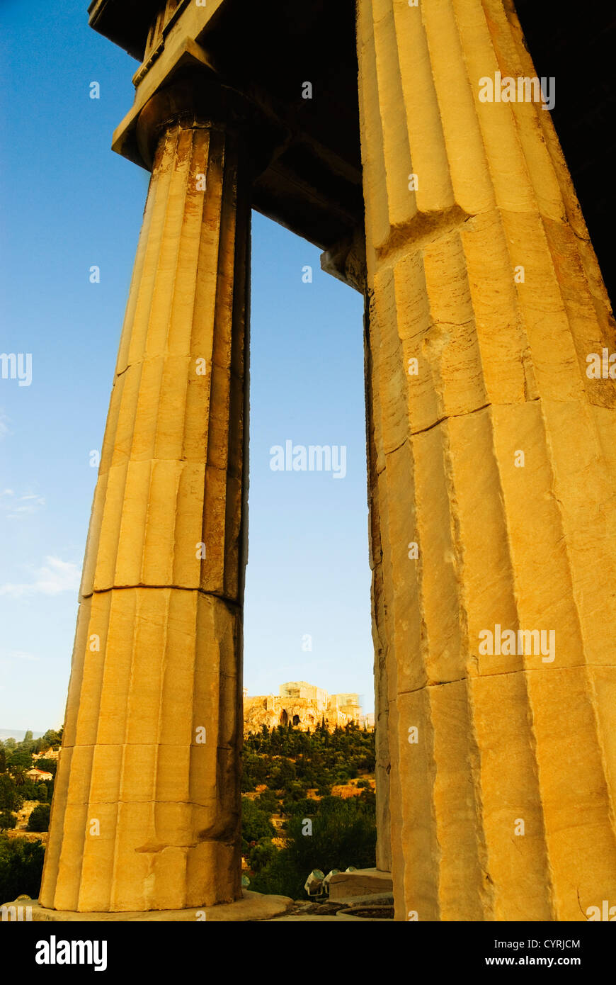 Colonnade of an ancient temple, Parthenon, Acropolis, Athens, Greece ...