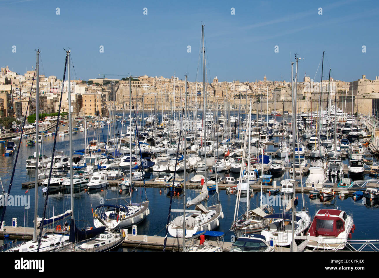 Crowded marina Senglea Valletta Malta Stock Photo - Alamy