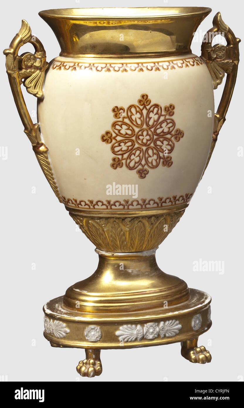 A fine pair of gilt and painted porcelain vases,France(?),1st half of ...
