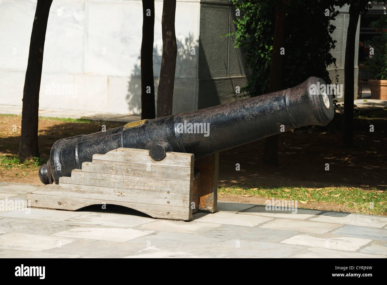 Cannon in front of a museum, National History Museum, Athens, Greece ...