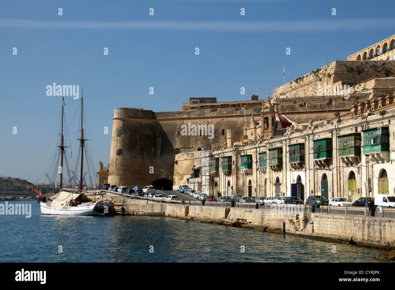 Fort Lascaris and Quarry Wharf Valletta Malta Stock Photo - Alamy