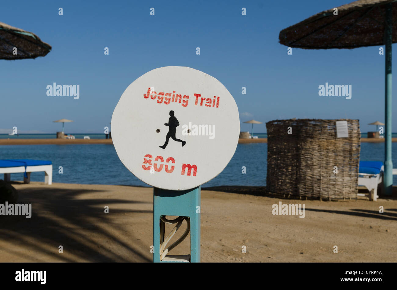 Jogging beach sign trail egypt africa hi-res stock photography and ...