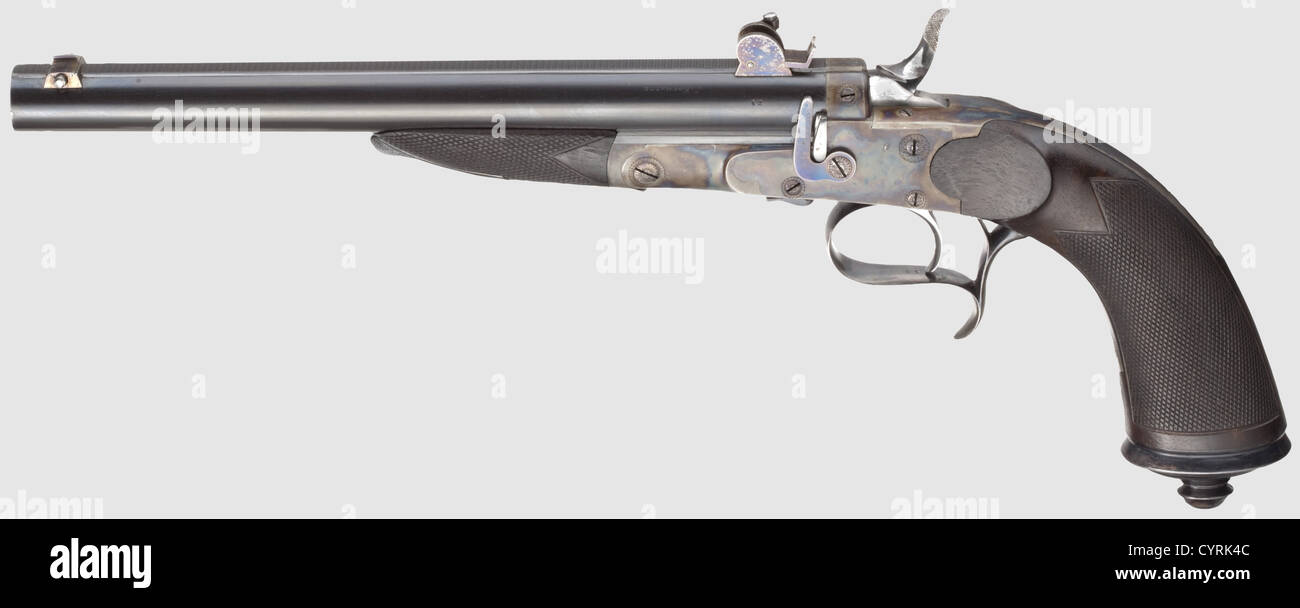 A drop barrel pistol,by J. Rochatte in Paris,circa 1870/80. Blued ...