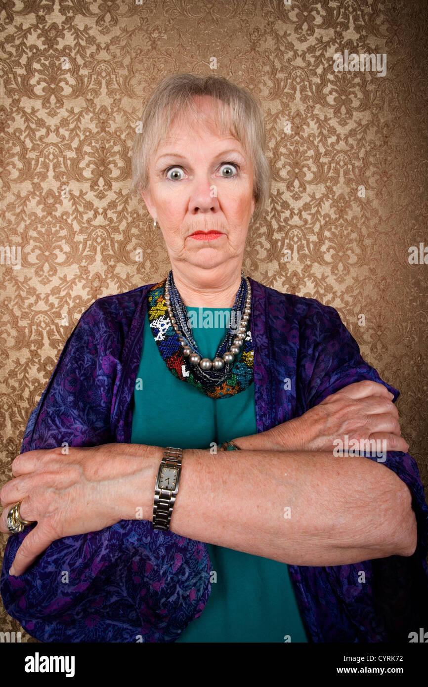 Portrait of an Eccentric Senior Lady with Wild Eyes Stock Photo - Alamy