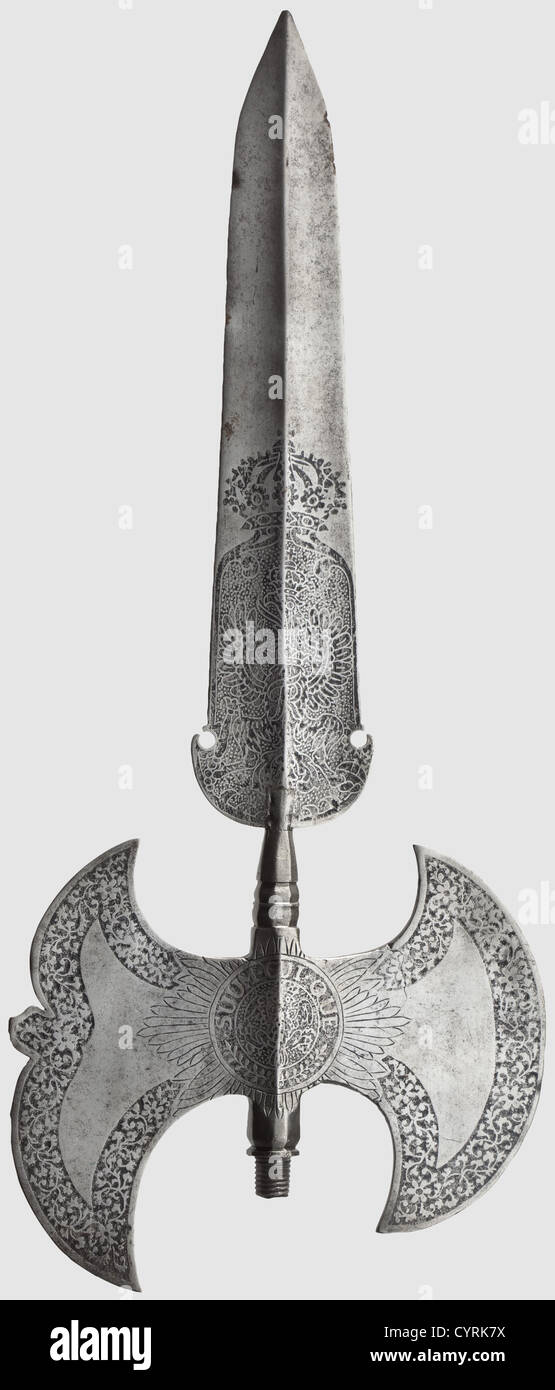 An etched halberd head,of Swiss Guard of Friedrich III,Elector of ...