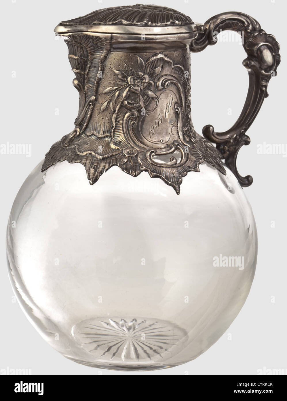 Kaiser Wilhelm II - a silver mounted glass jug,A presentation gift to ...