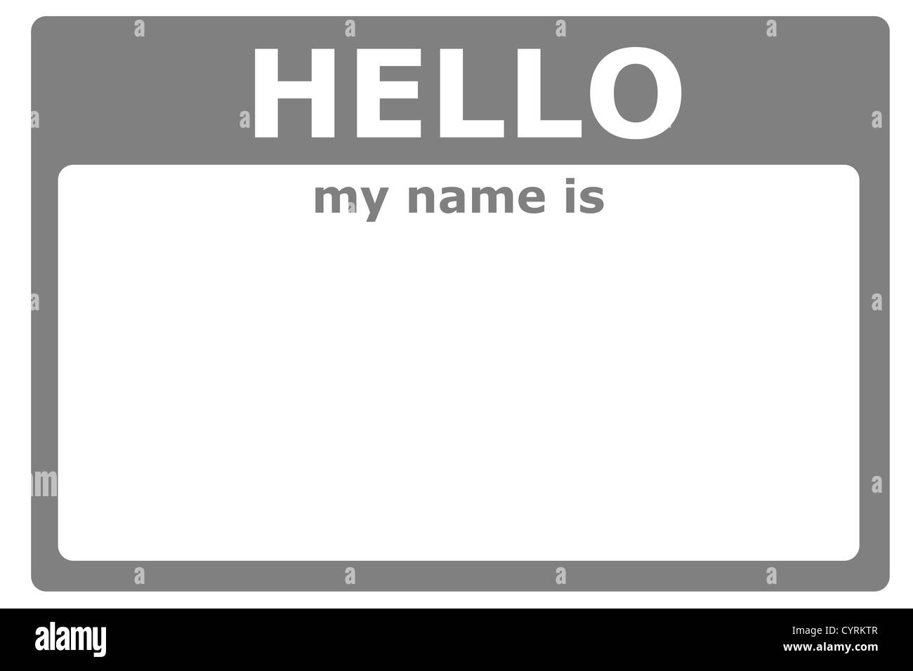 hello my name is sign with blank white copyspace for text message Stock ...