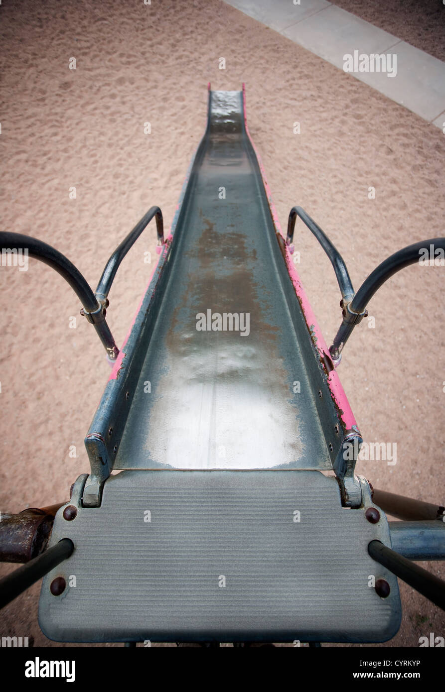 High angle shot from top of tall slide Stock Photo - Alamy