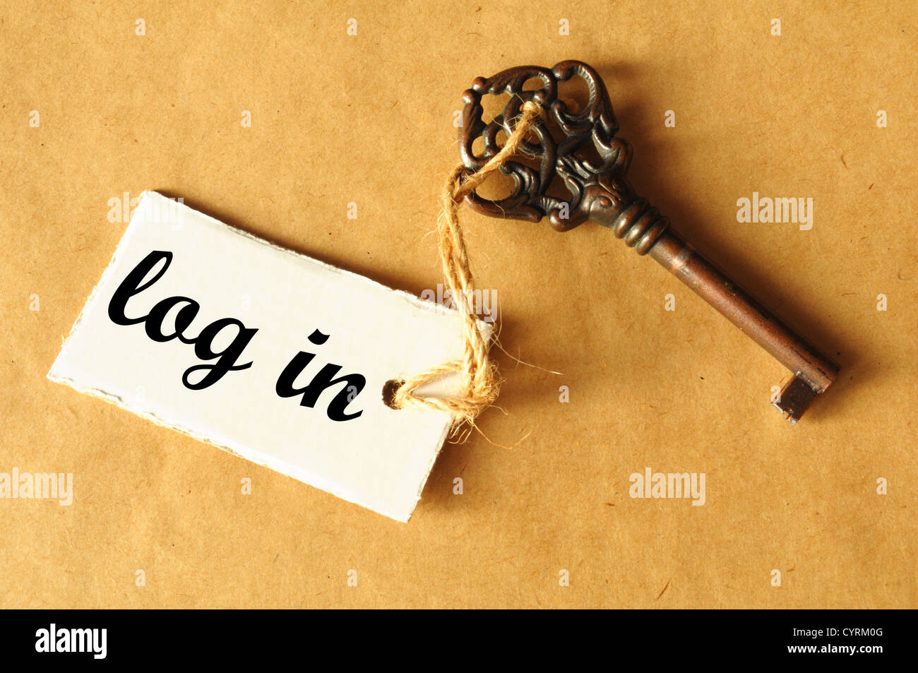 log in internet concept with key and label Stock Photo - Alamy