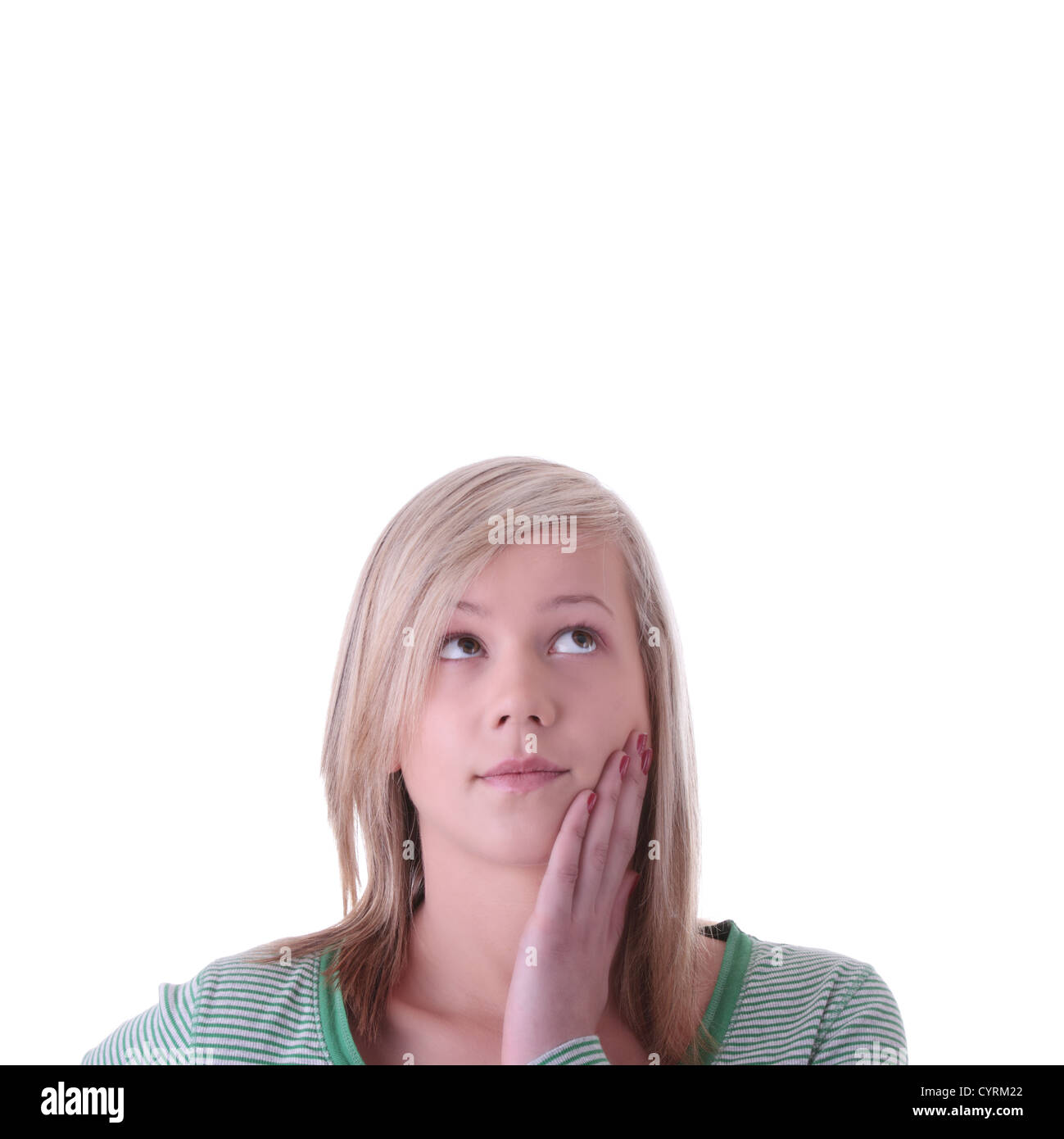 Teen blonde girl (student) portrait isolated on white background Stock ...