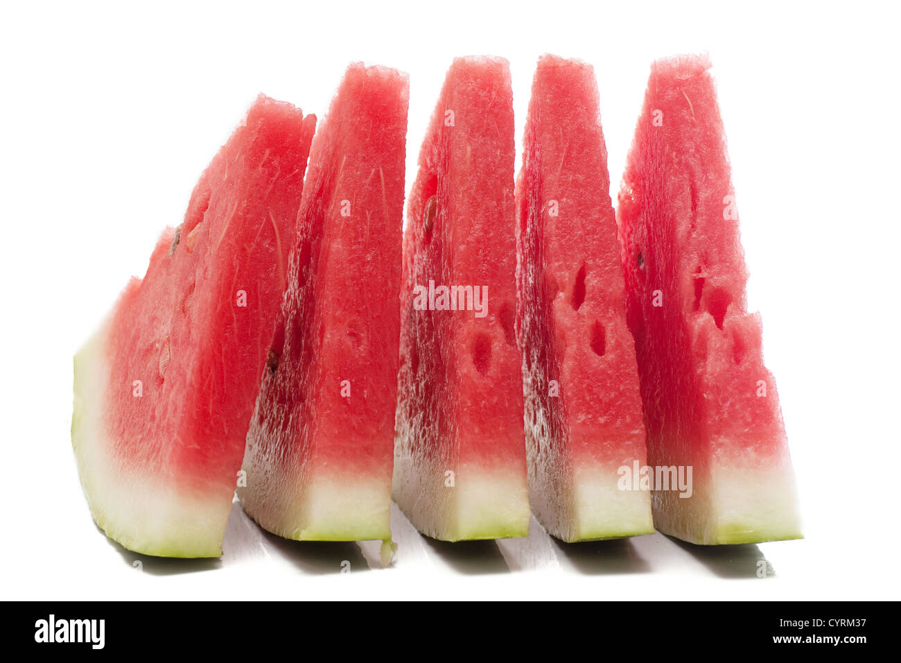 Five pieces of watermelon isolated over white Stock Photo - Alamy