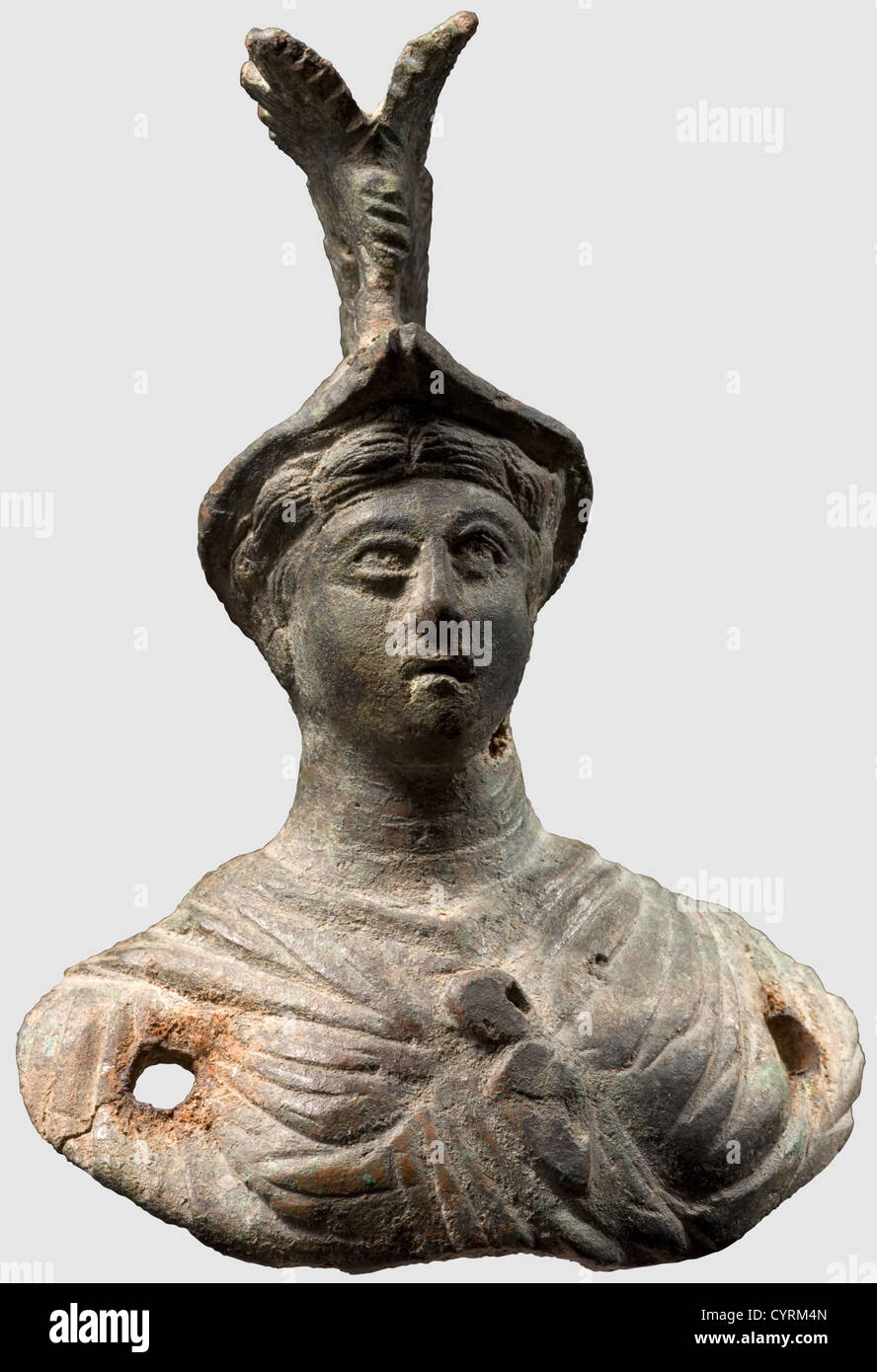 A Roman appliqué in the shape of a bust of Minerva, 2nd/3rd century A.D ...