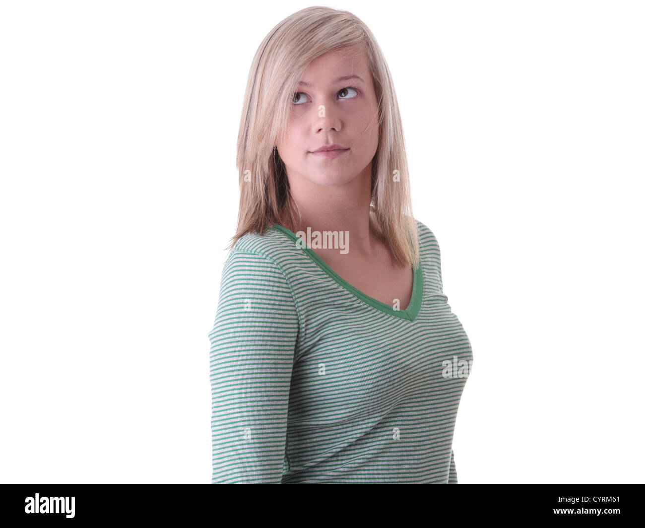 Teen blonde girl (student) portrait isolated on white background Stock ...