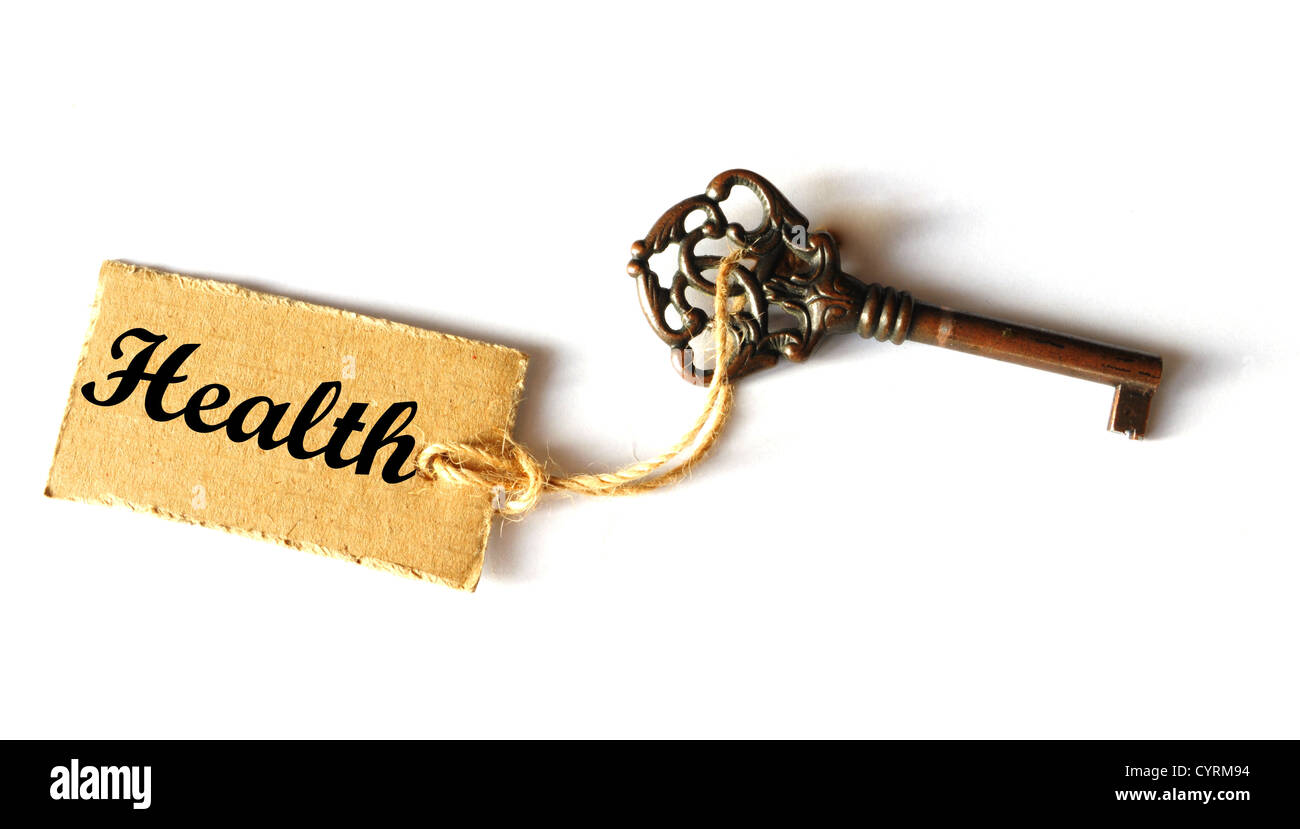 key to health and long life concept with label Stock Photo - Alamy