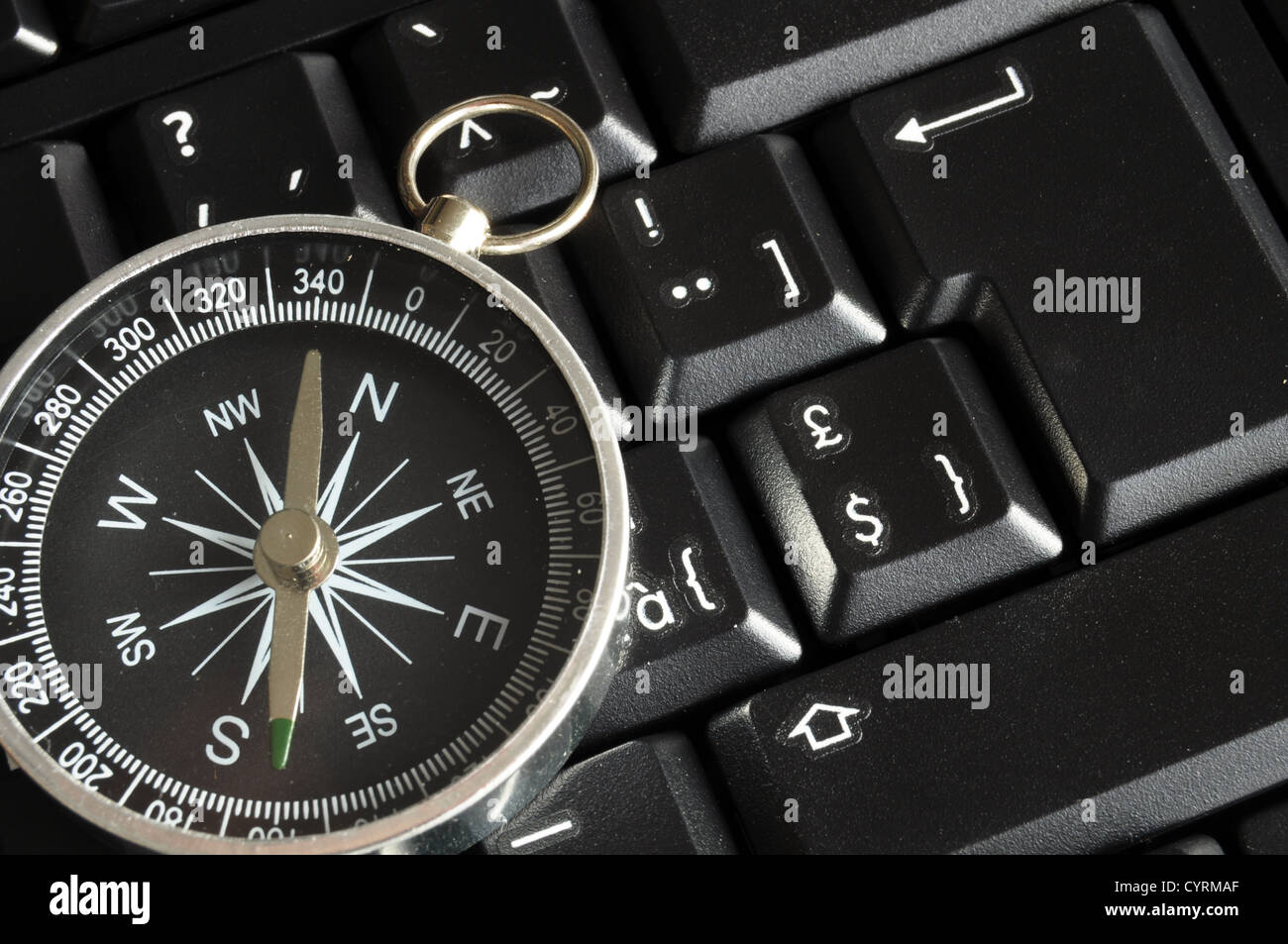 internet or online concept with computer keyboard and compass Stock ...
