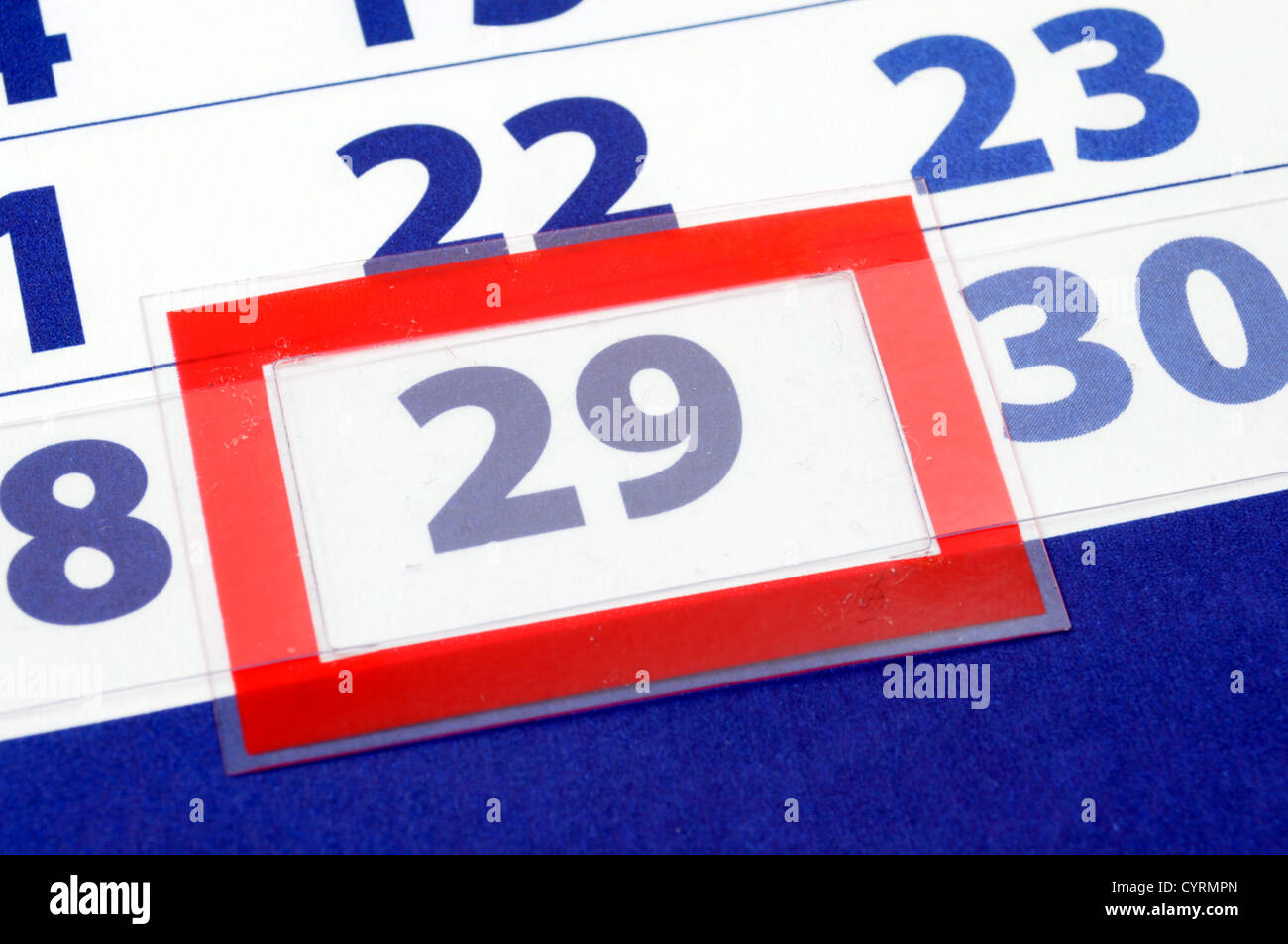 date of today shown by calendar with red pointer Stock Photo - Alamy