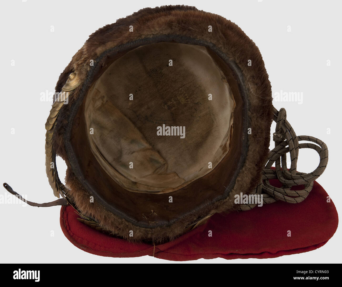 A busby for officers,of the Prussian 1st Life Hussar Regiment Brown ...