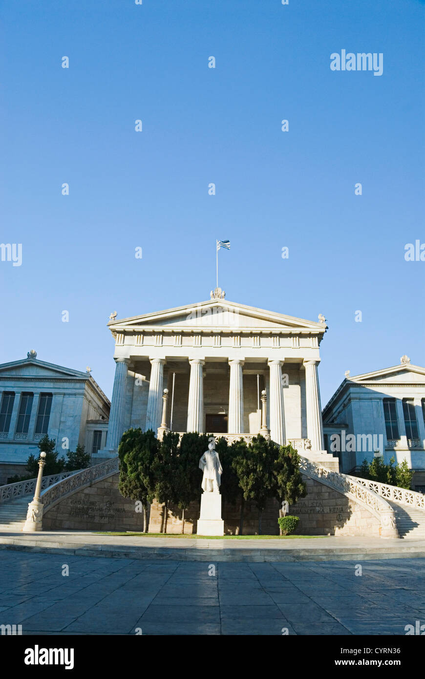 Facade of an educational building, Athens Academy, Athens, Greece Stock ...