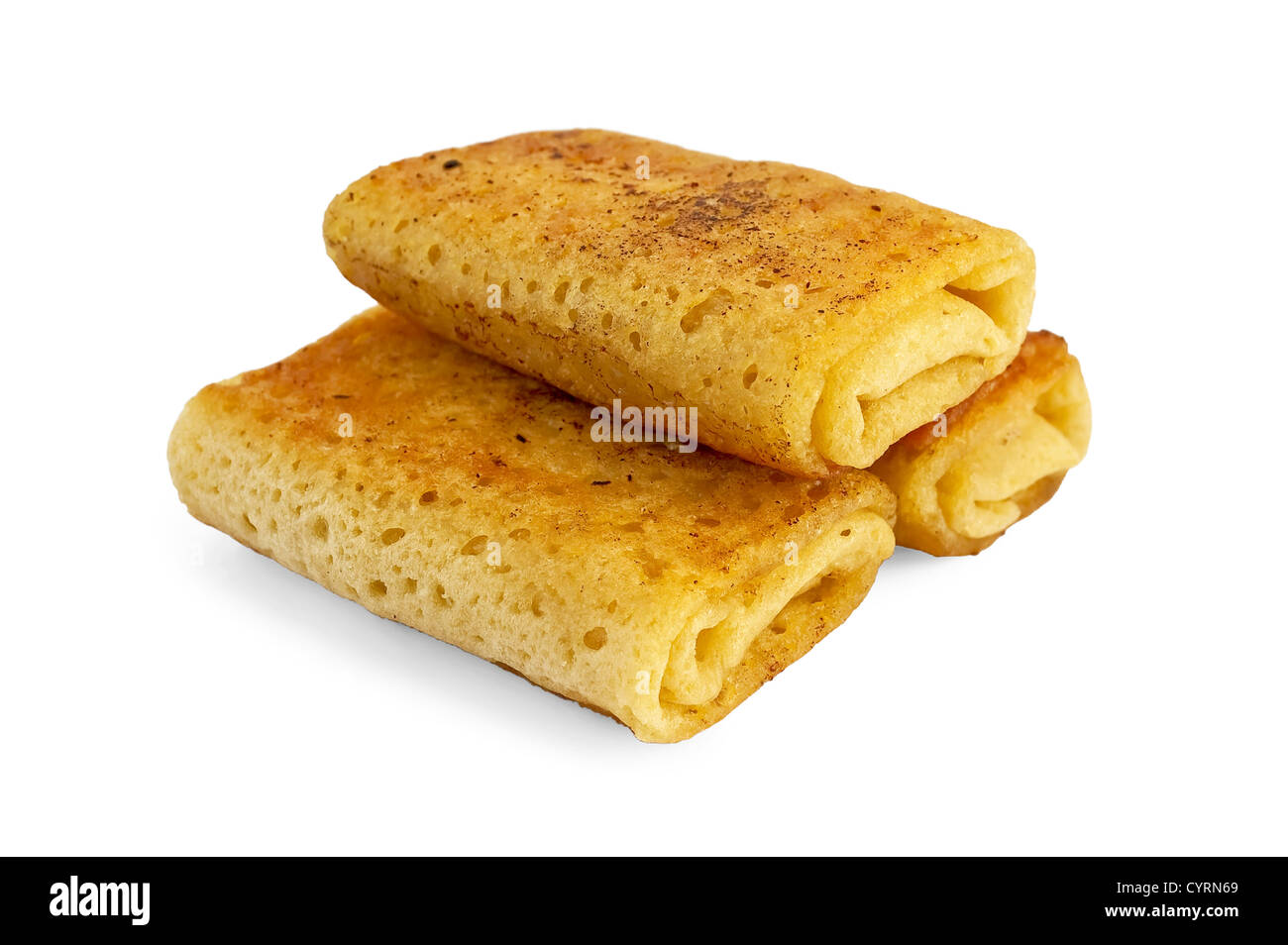 Three spring rolls isolated on white background Stock Photo - Alamy