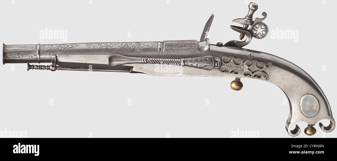 A Scottish all-metal flintlock pistol,in style of circa 1820. Smooth ...