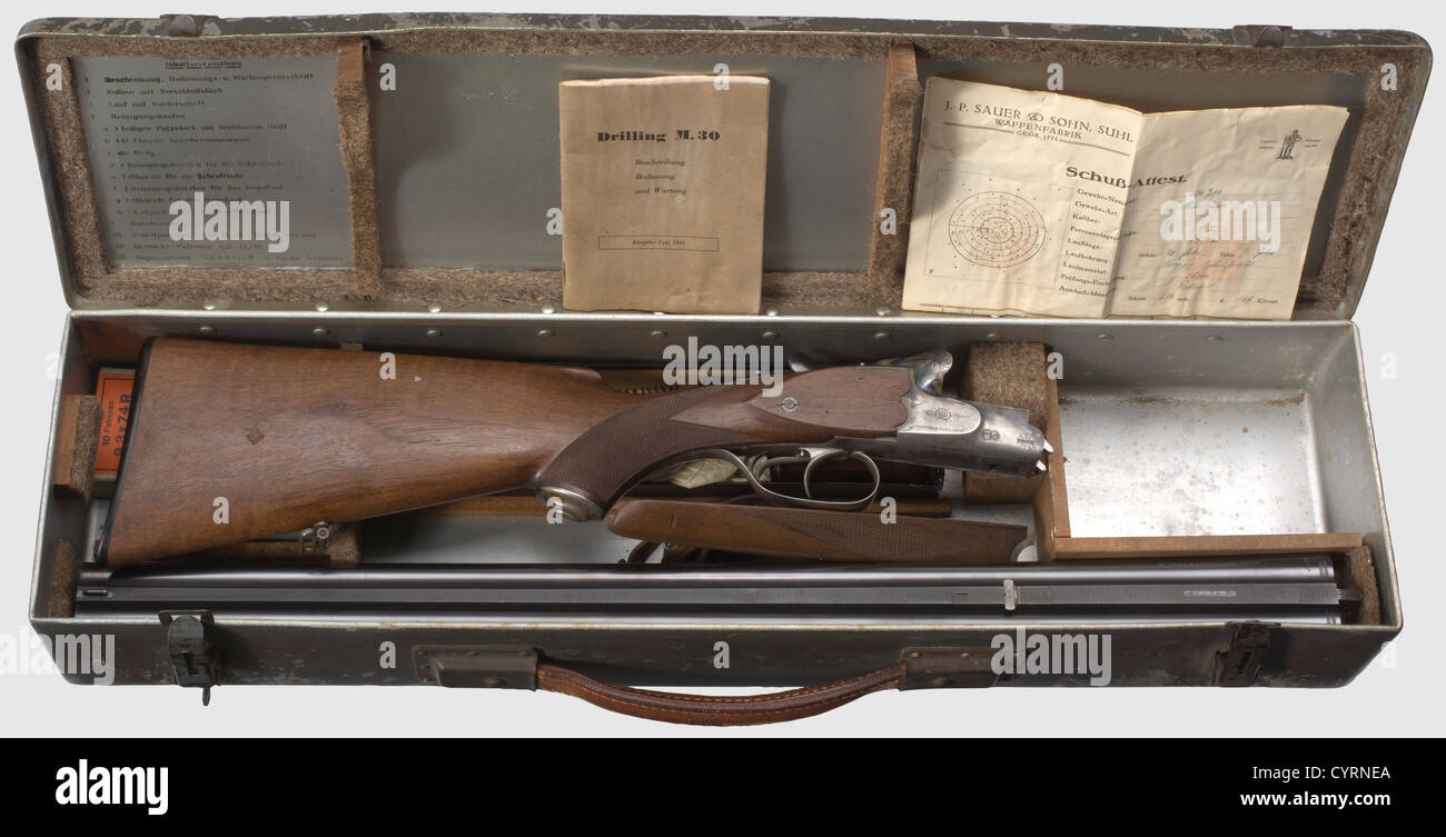 Luftwaffen-Drilling (three-barrel) M 30, Sauer & Sohn, in transport ...