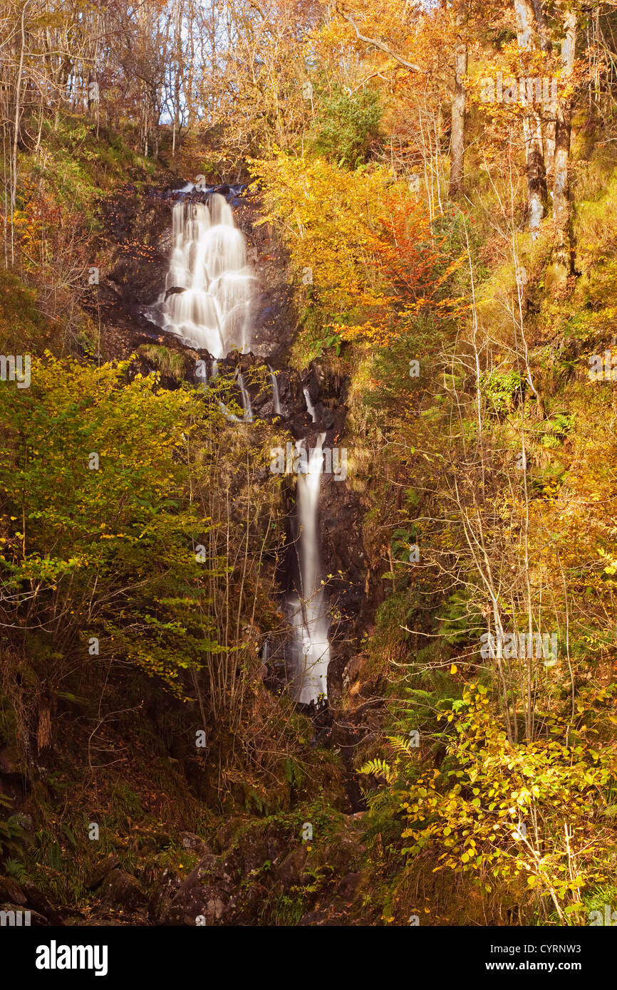 Waterfall of the Little Fawn, David Marshall Lodge near Aberfoyle Stock ...