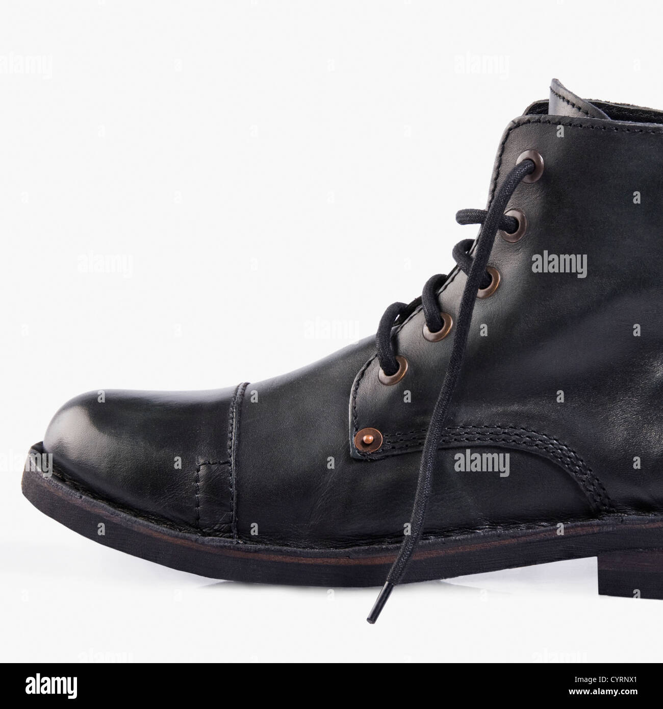 Close-up of a leather boot Stock Photo - Alamy