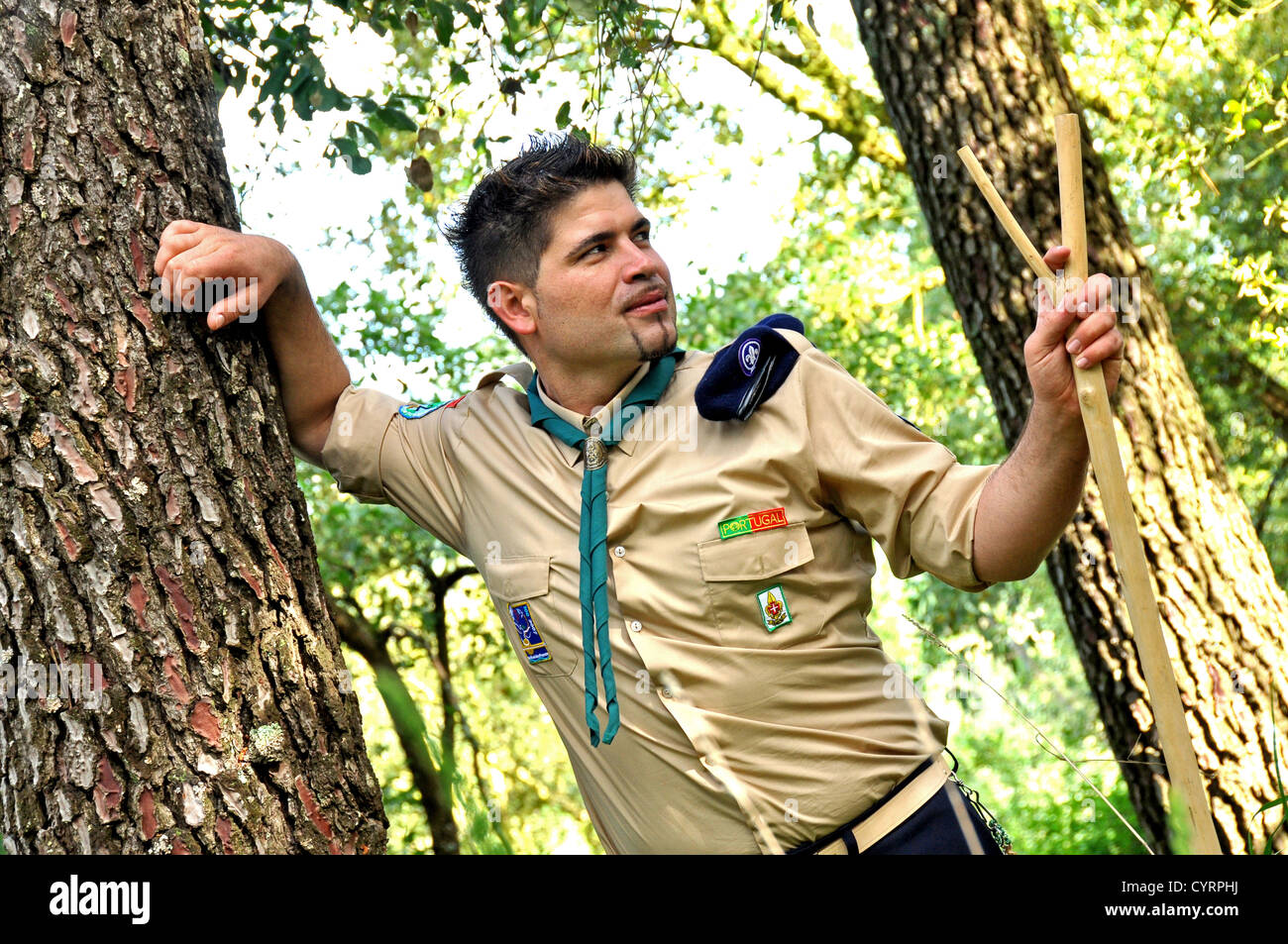 Scout man looking and explore the nature Stock Photo - Alamy