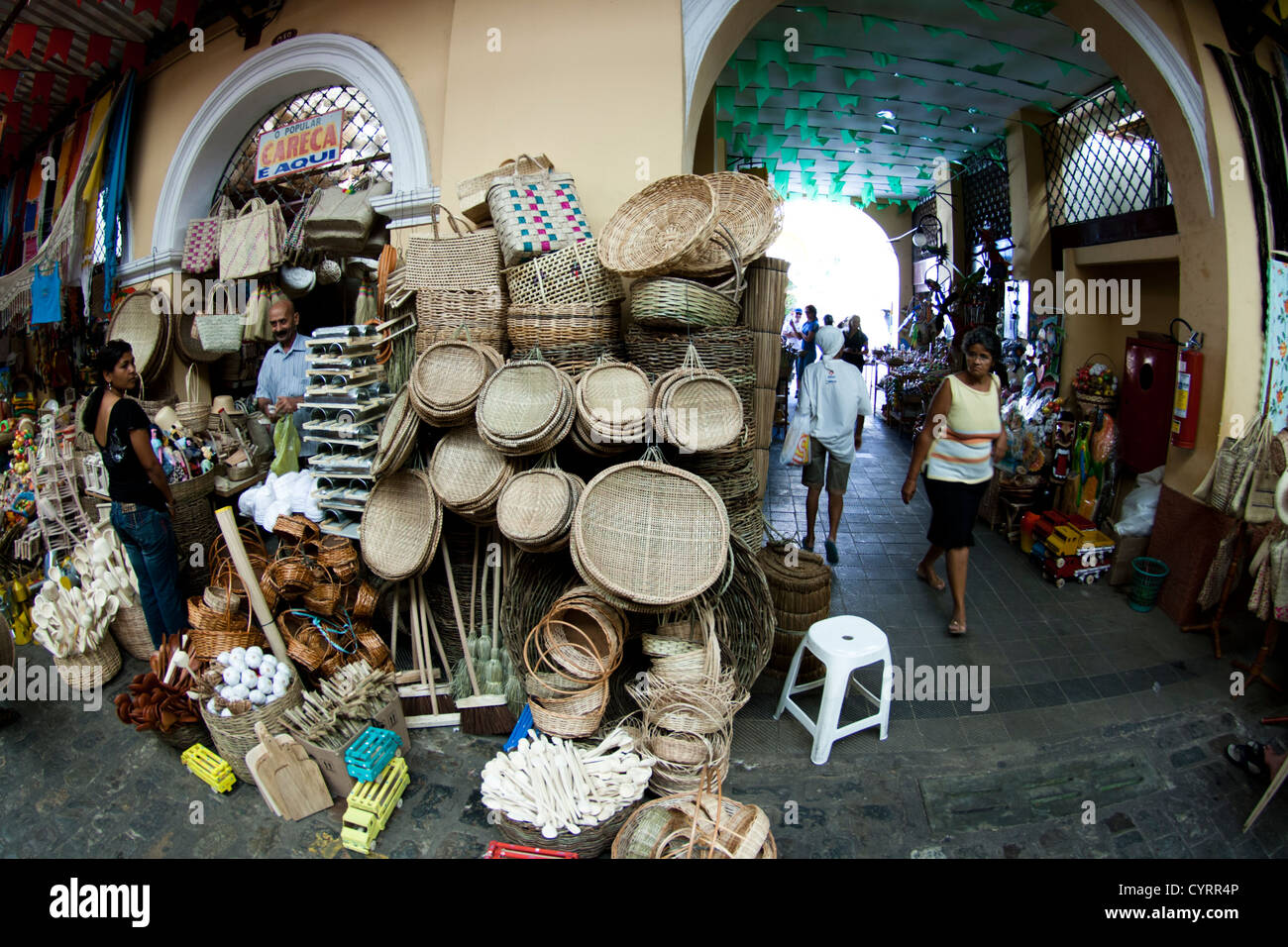 Handicraft street market in old historic downtown Aracaju, Sergipe ...