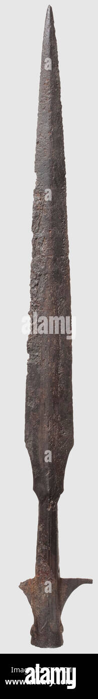 A German or French winged lance with Damascus ornamentation,9th/ 10th ...