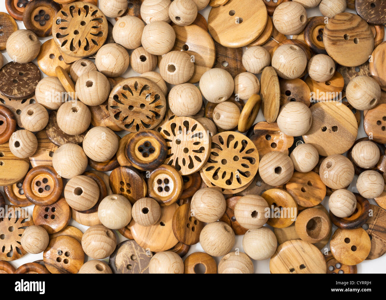 old brown wooden tailor buttons Stock Photo - Alamy